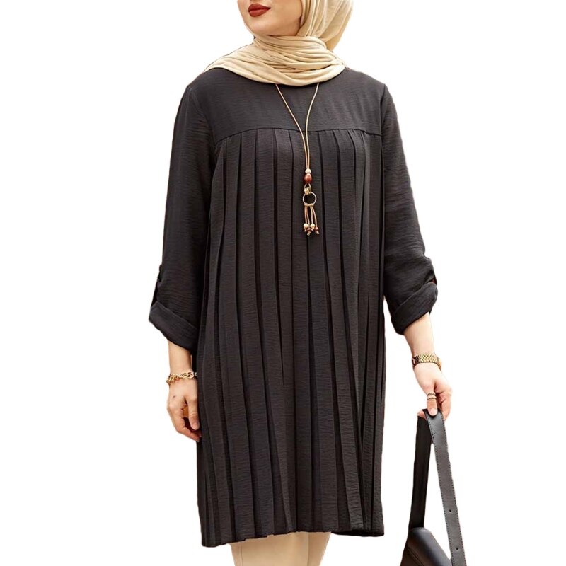 Moslim Mode Lange Tops Casual Losse Lange Mouwen A... – Vicedeal