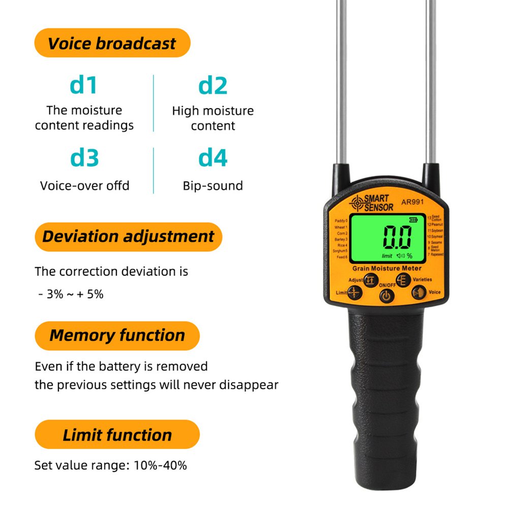 Digital Moisture Meter Cereal Moisture Meter AR991... – Grandado