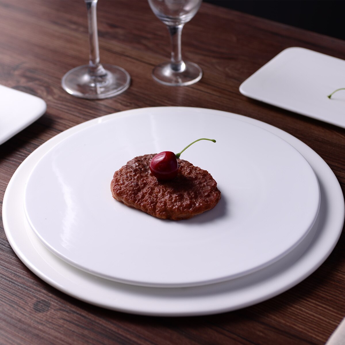 Round Plate Flat Plate Pure White Cake Tray Pizza ... – Grandado