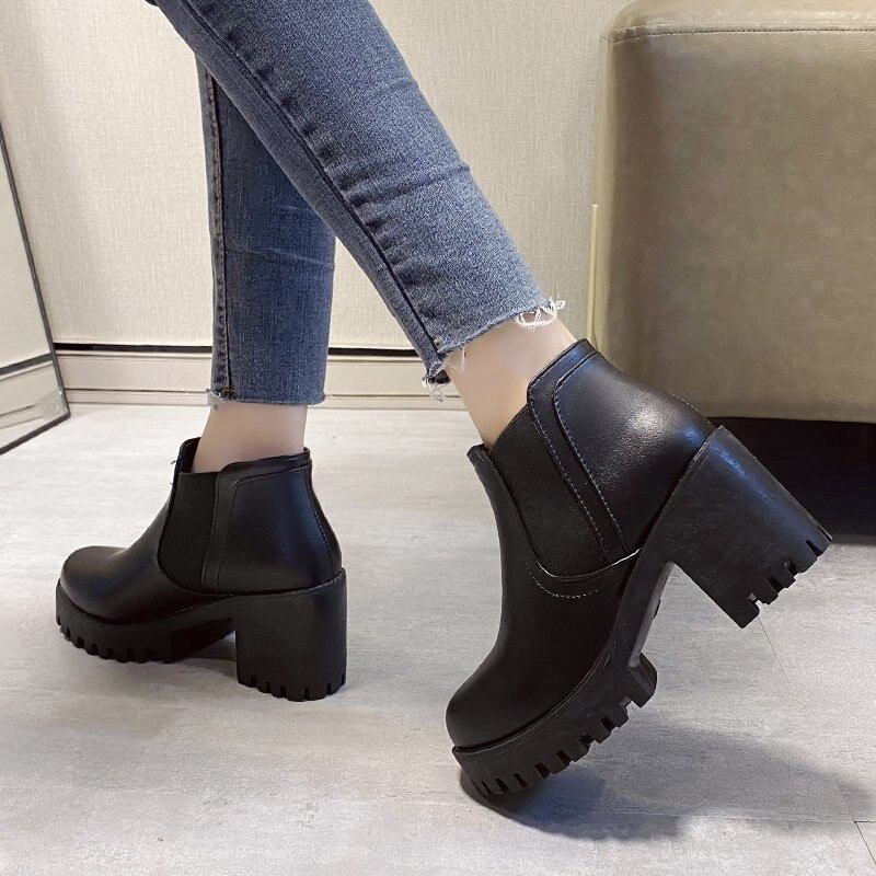 Spring Autumn Platform Ankle Boots Women Thick Hee... – Grandado