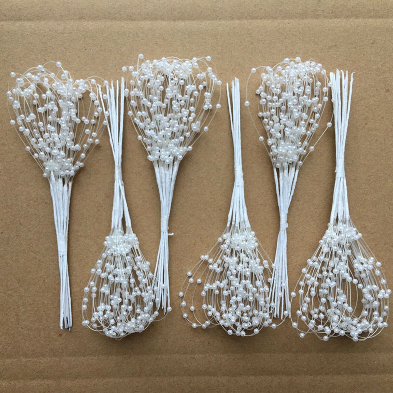 100 Bunch White 3mm Pearl Beads Flower Stem Garlan... – Grandado