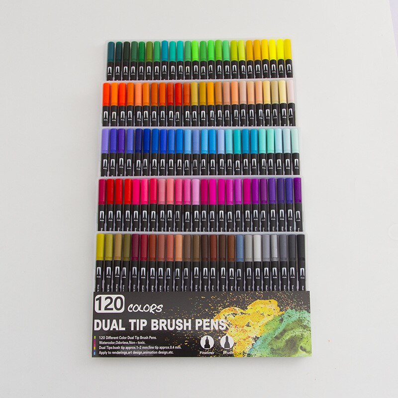 Watercolor Art Markers Dual Tip Fineliner Brush Pe... – Grandado