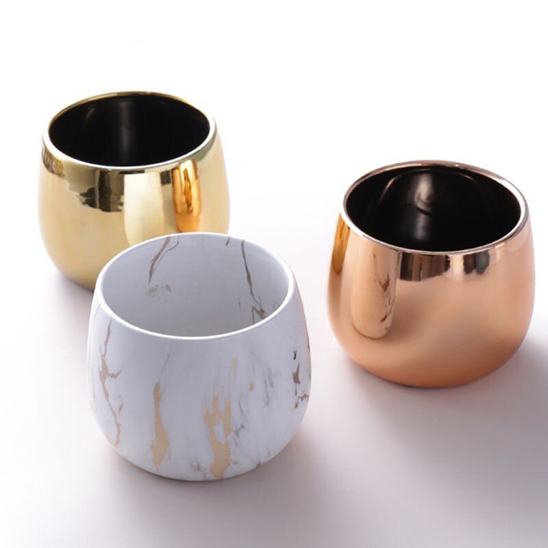 Marbling Ceramic Planter Fairy Garden Flower Pots ... – Grandado