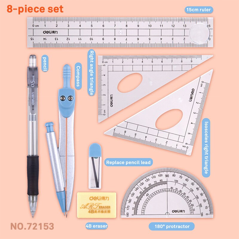 Deli Compasses Ruler Set stainless steel Compass m... – Grandado