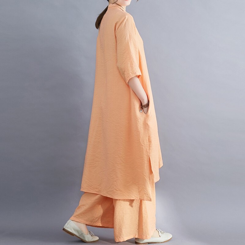 Spring Summer Women Sets Cotton Linen Loose Long B... – Vicedeal
