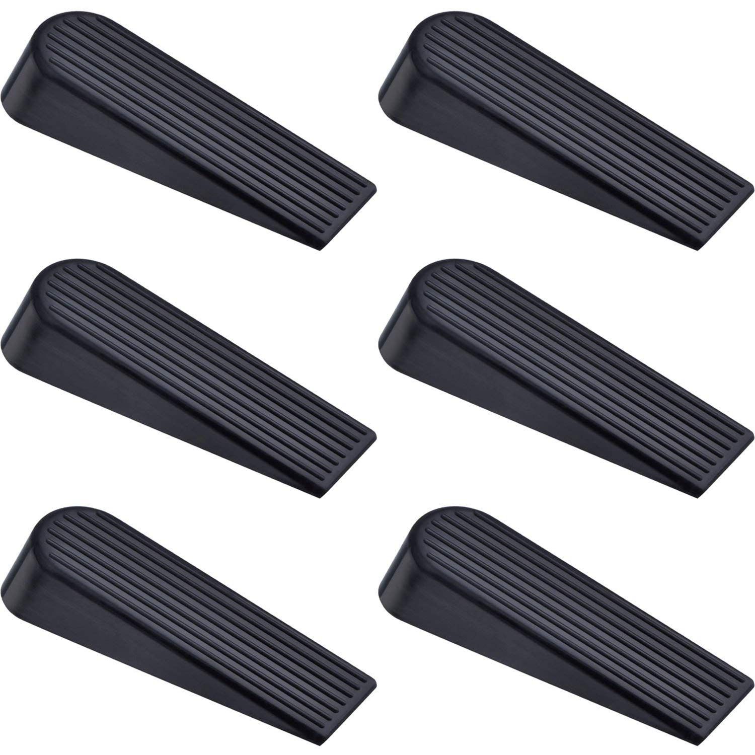 6 Pack Door Stop Wedges Black Rubber Door Stoppers... – Grandado