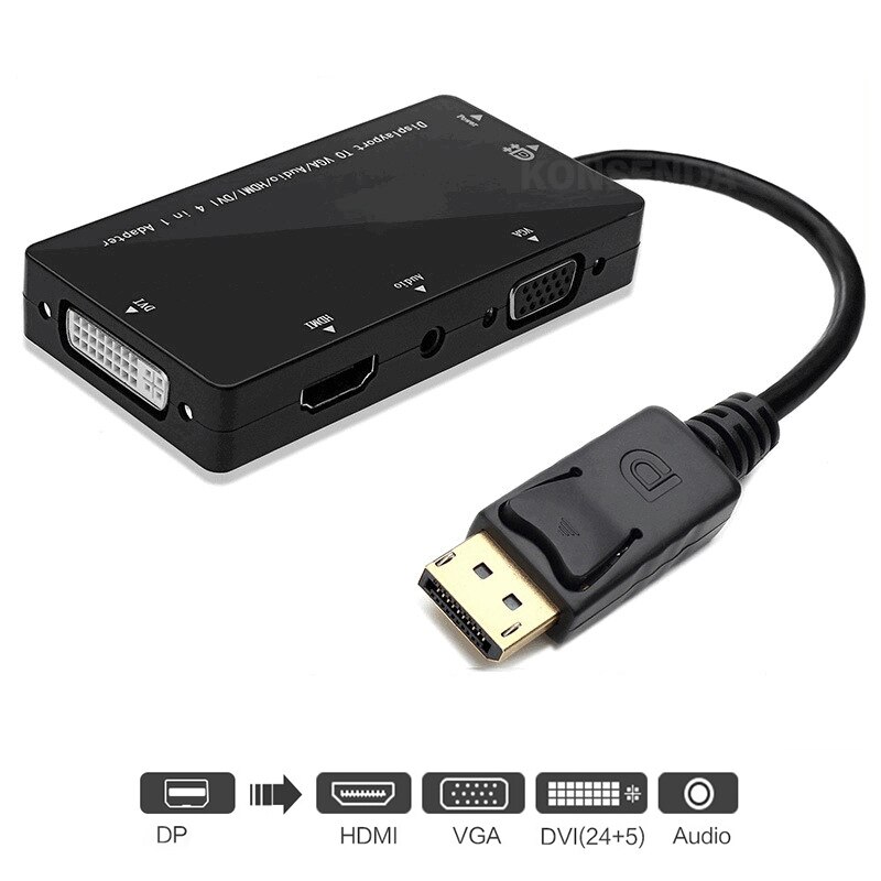 Konsenda Displayport DP Male to DVI HDMI VGA Audio... – Grandado