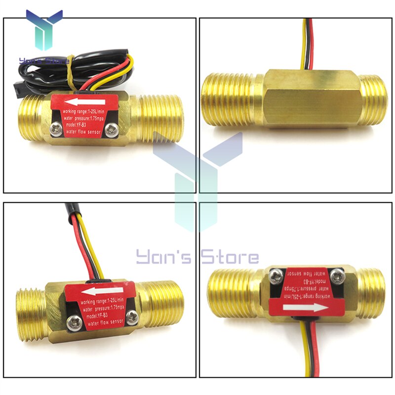 4 Points Copper Flowmeter Flow Sensor Hall Flowmet... – Grandado