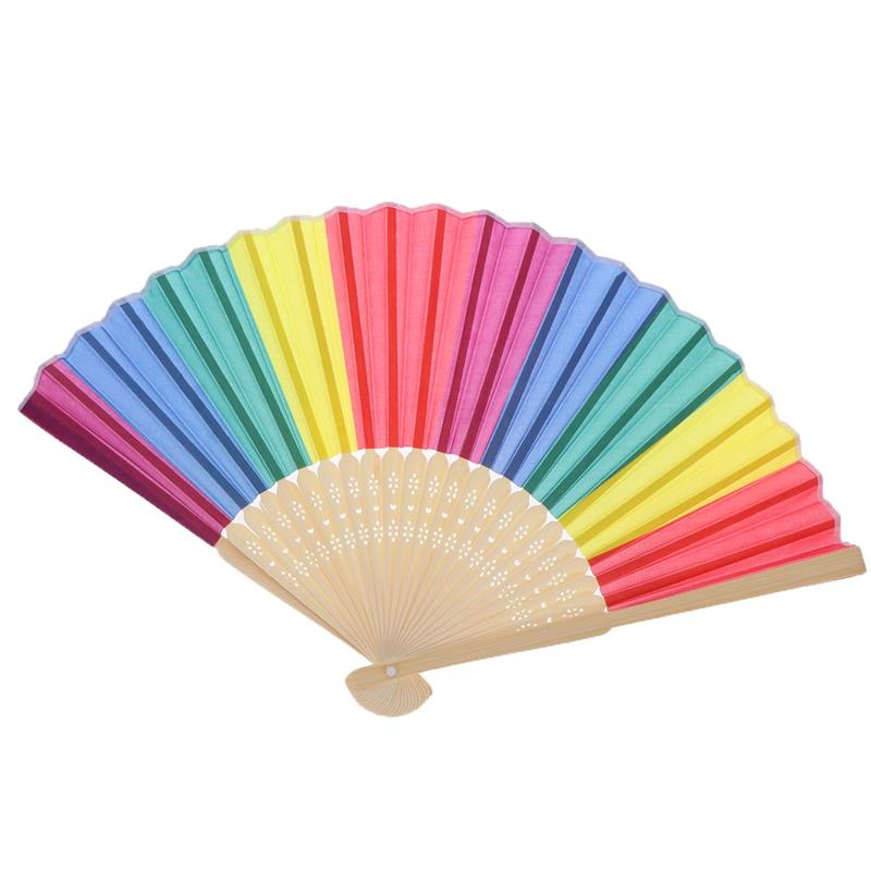 Rainbow Folding Fan Rainbow Fan Lovers Fan Fabric ... – Grandado