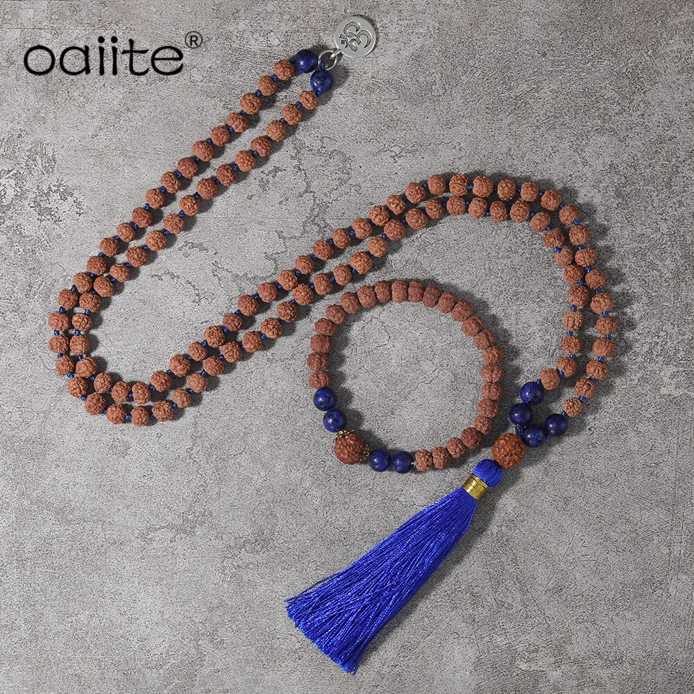 Oaiite Lucky Mala Rudraksha Ketting, Lapis Lazuli ... – Grandado