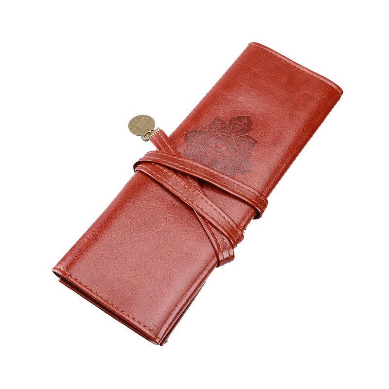 Retro Pu Roll Potlood Tas Gevallen Creatieve Leder... – Vicedeal