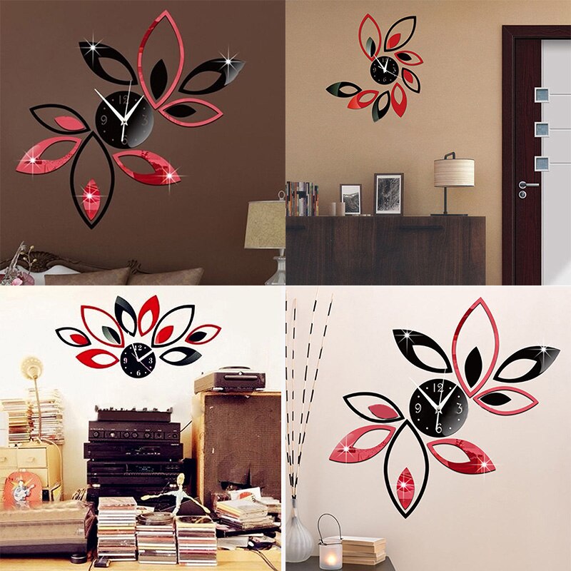 3D Clock Acrylic Mirror Wall Sticker Decal TV Back... – Grandado