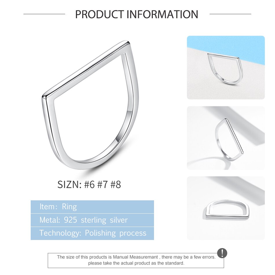 ELESHE 925 Sterling Silver Bar Square Rings for Wo... – Vicedeal