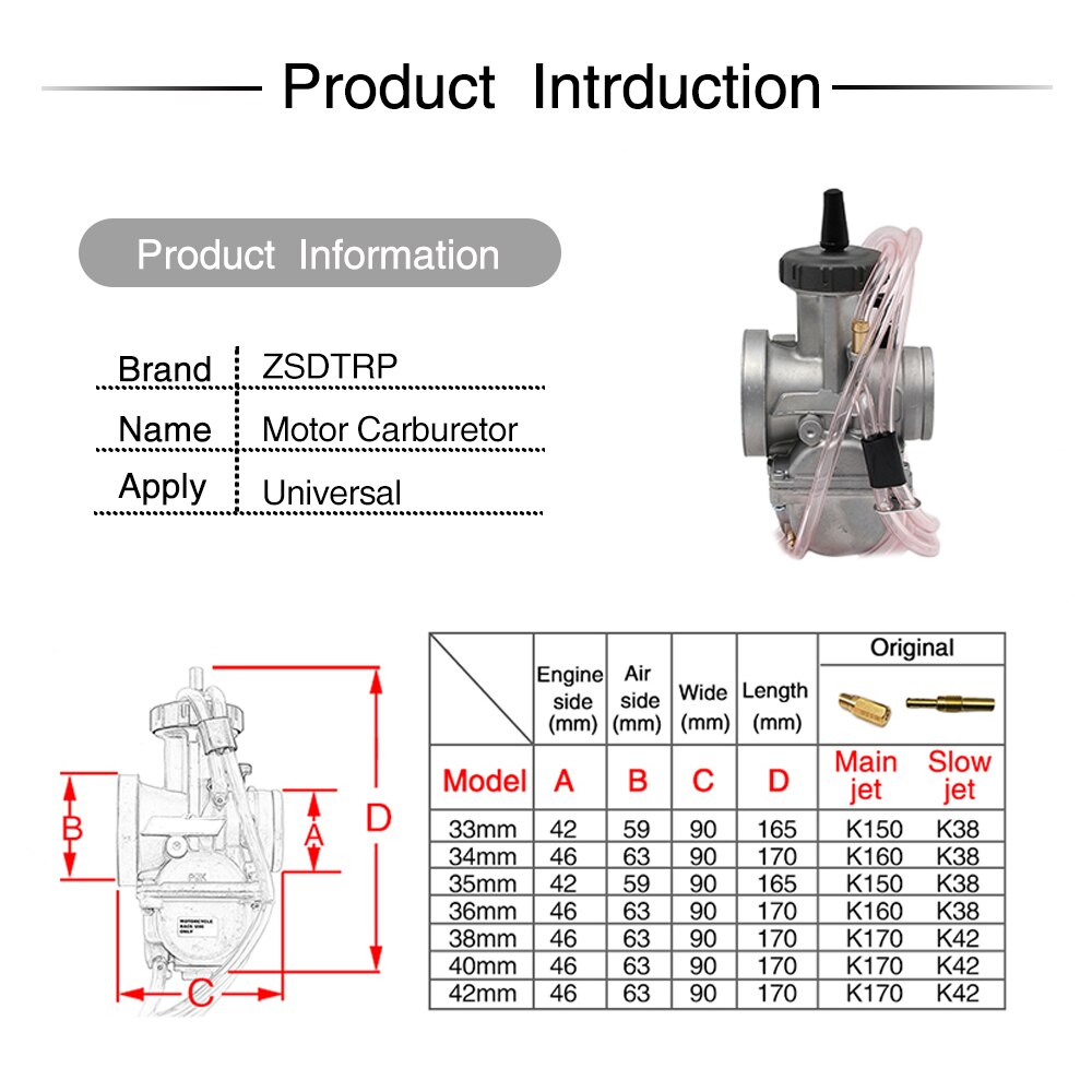 Sclmotos-Keihin Pwk 33 34 35 36 38 40 42 Mm Air St... – Vicedeal