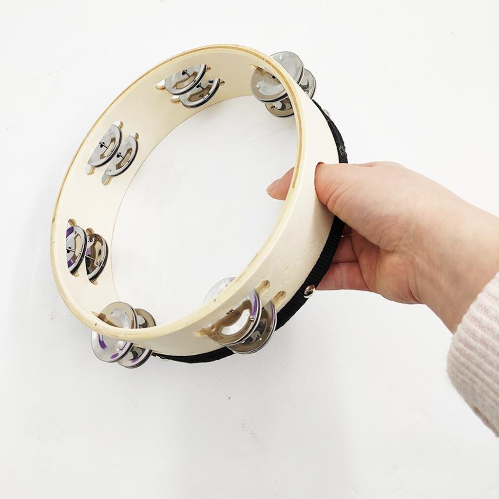 8 zoll Holz Handheld Tamburin Zweireihig, Tamburin... – Vicedeal