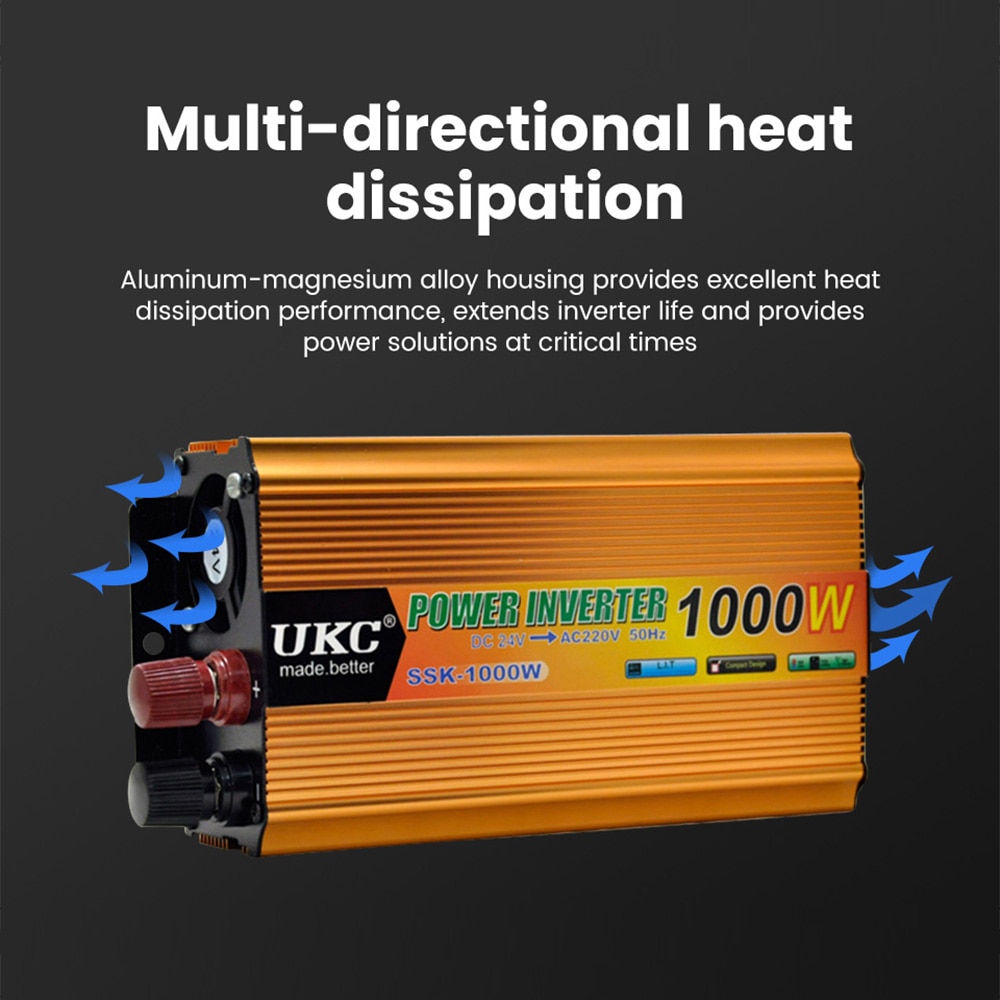 AOSHIKE 24V to 220V Inverter Peak Power 500W 1000W... – Grandado