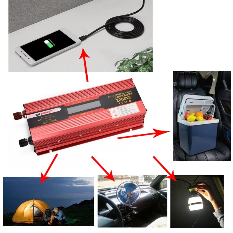 2000W Car Inverter DC 12V/24V to AC 110V/220V Volt... – Grandado