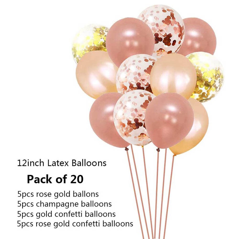 52Pcs rose gold balloon set birthday party decorat... – Grandado