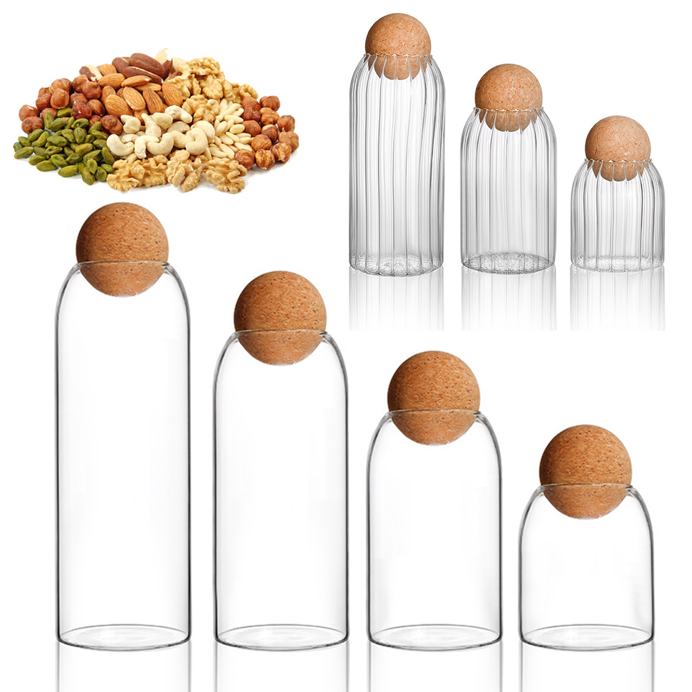 Transparent Glass Storage Bottle with ball cork Se... – Grandado