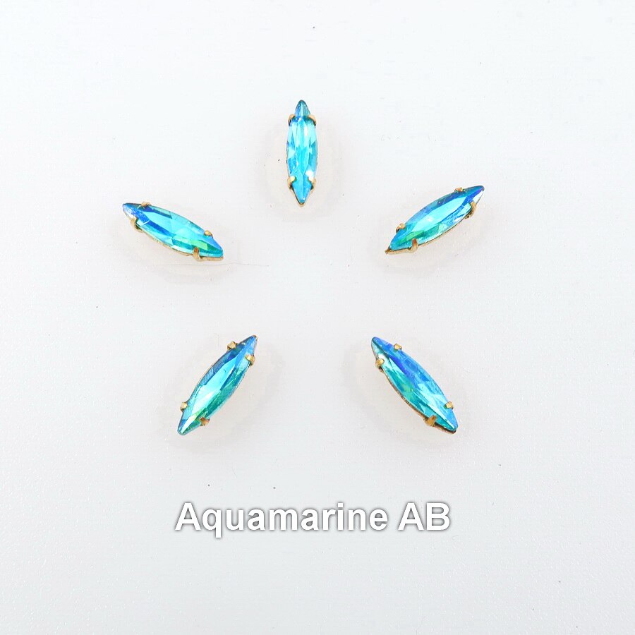 AB colors 4x15mm Gold claw settings slim Navette M... – Grandado