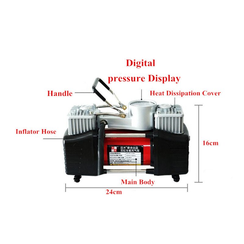 Digital Pressure Preset 12v Air Compressor Car Tyr... – Grandado