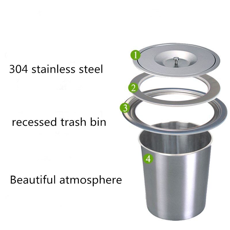 8L Tainless Steel Trash Can Flush Recessed Built-i... – Grandado