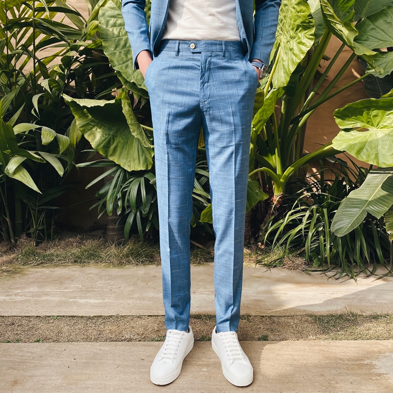 Blauwe Jurk Broek Slim Fit Formele Kleding Heren P... – Grandado