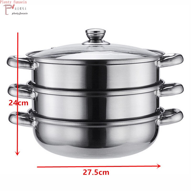 Stainless Steel triple Steamer Induction Dim Sum S... – Grandado