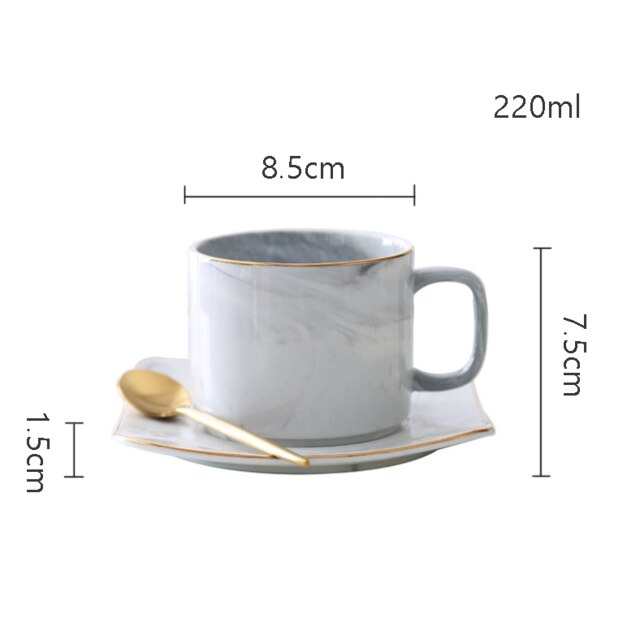 European-Style Marble Coffee Cup And Saucer Set Go... – Grandado