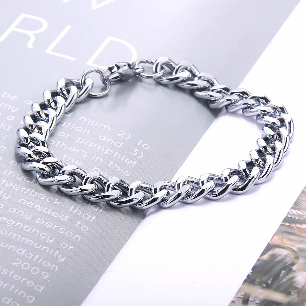 20cm Chain Bracelet Stainless Steel Curb Cuban Lin... – Grandado