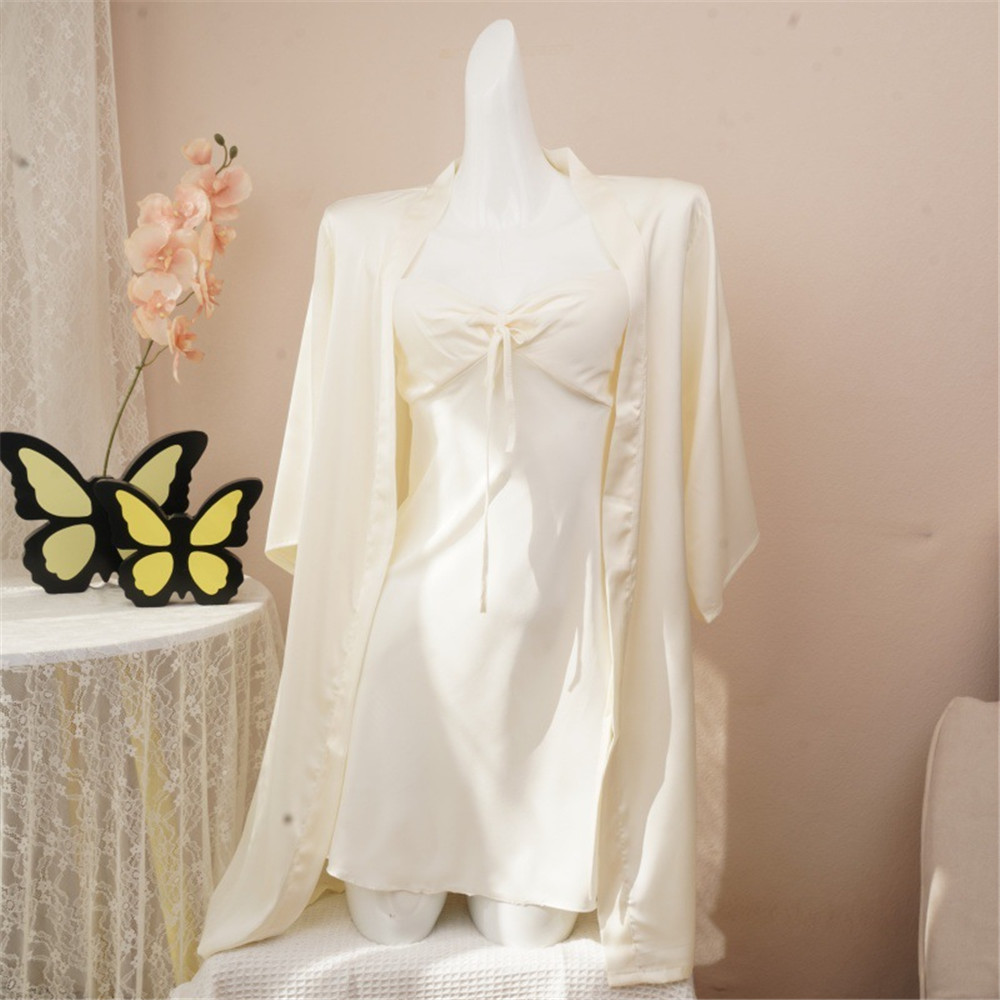 Sexy Lingerie Bride Wedding Robe Set Satin Bathrob... – Grandado