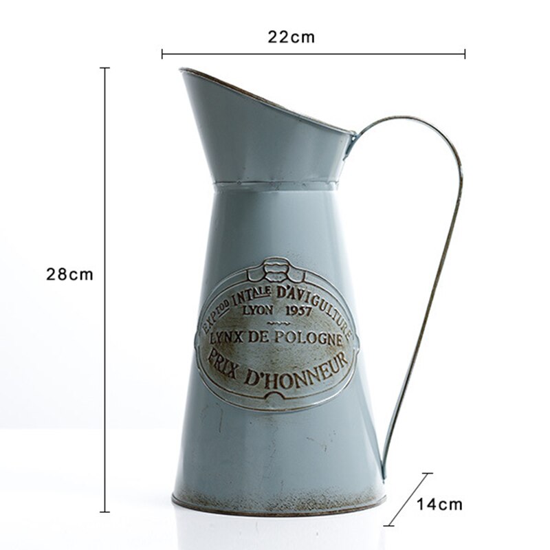Shabby Chic Country Metal Vase Milk Can Jug Rustic... – Grandado