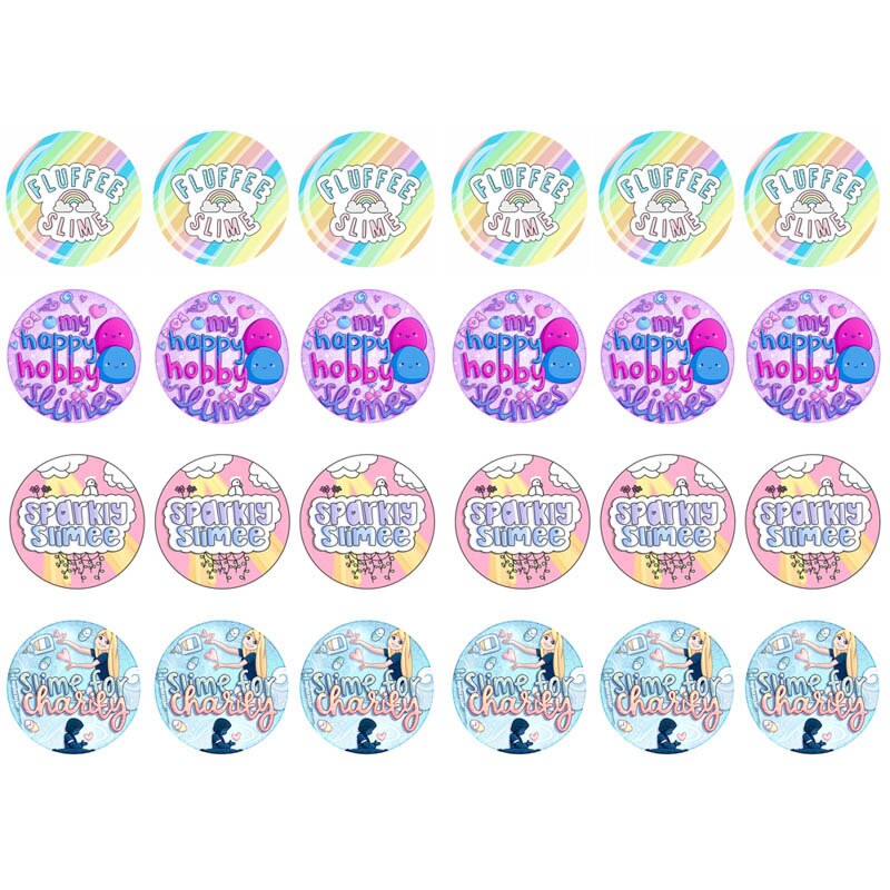 24pcs/set Watercolor Slime Sticker Topper Round 36... – Grandado