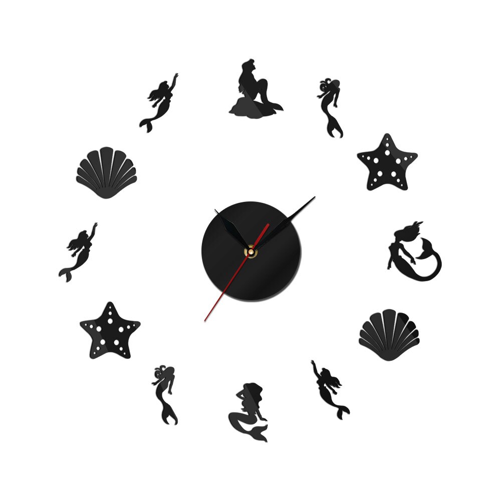 Fairytale Mermaid DIY Big Wall Clock Mermaid Watch... – Grandado