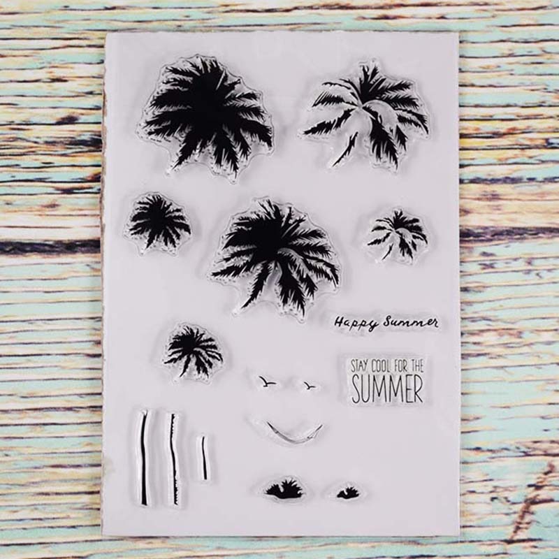 Stay cool summer palm tree Transparent clear stamp... – Vicedeal