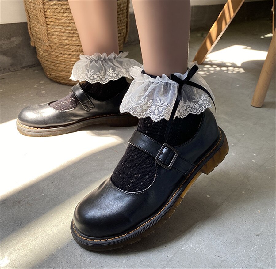 Sweet Japanese Lolita Socks Cute Lace Tirm Bowknot... – Grandado