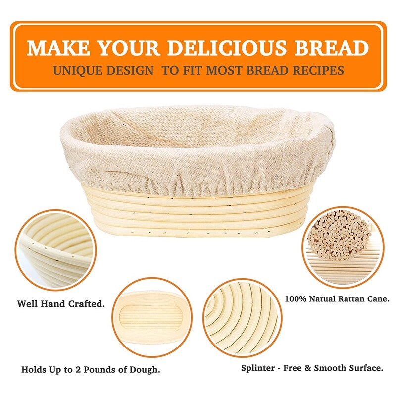 2 Packs 10 Inch Oval Shaped Bread Proofing Basket ... – Grandado
