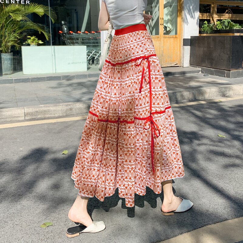 Summer Beach Skirts Retro Skirt Women Ethnic Style... – Grandado