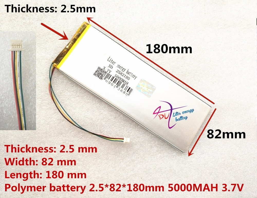 5 wire plug tablet battery polymer battery 3.7V 50... – Grandado