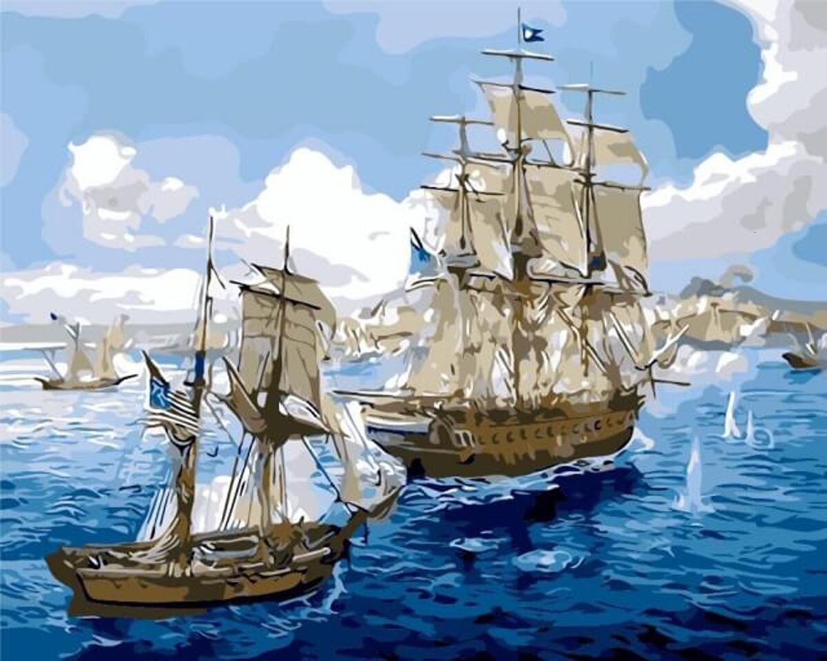 Huacan billede efter tal bylandskab akryl tegning ... – Vicedeal