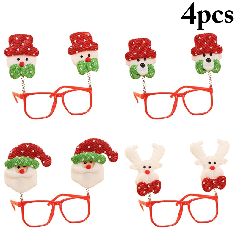 4 Pairs Christmas Glasses Santa Glasses Photo Prop... – Grandado