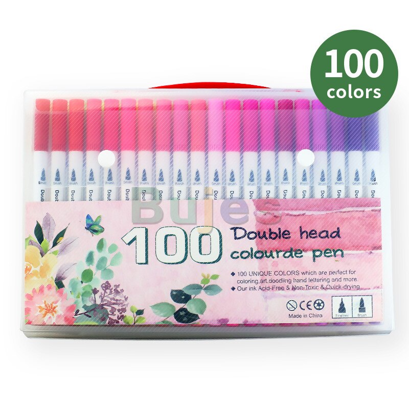 Double head watercolor pen set Water based soft he... – Grandado