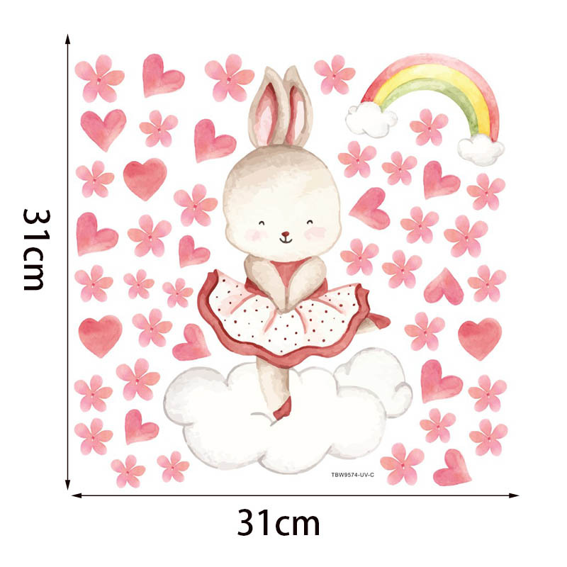 Cute Cartoon Rabbit Wall Stickers wallpaper Ballet... – Grandado