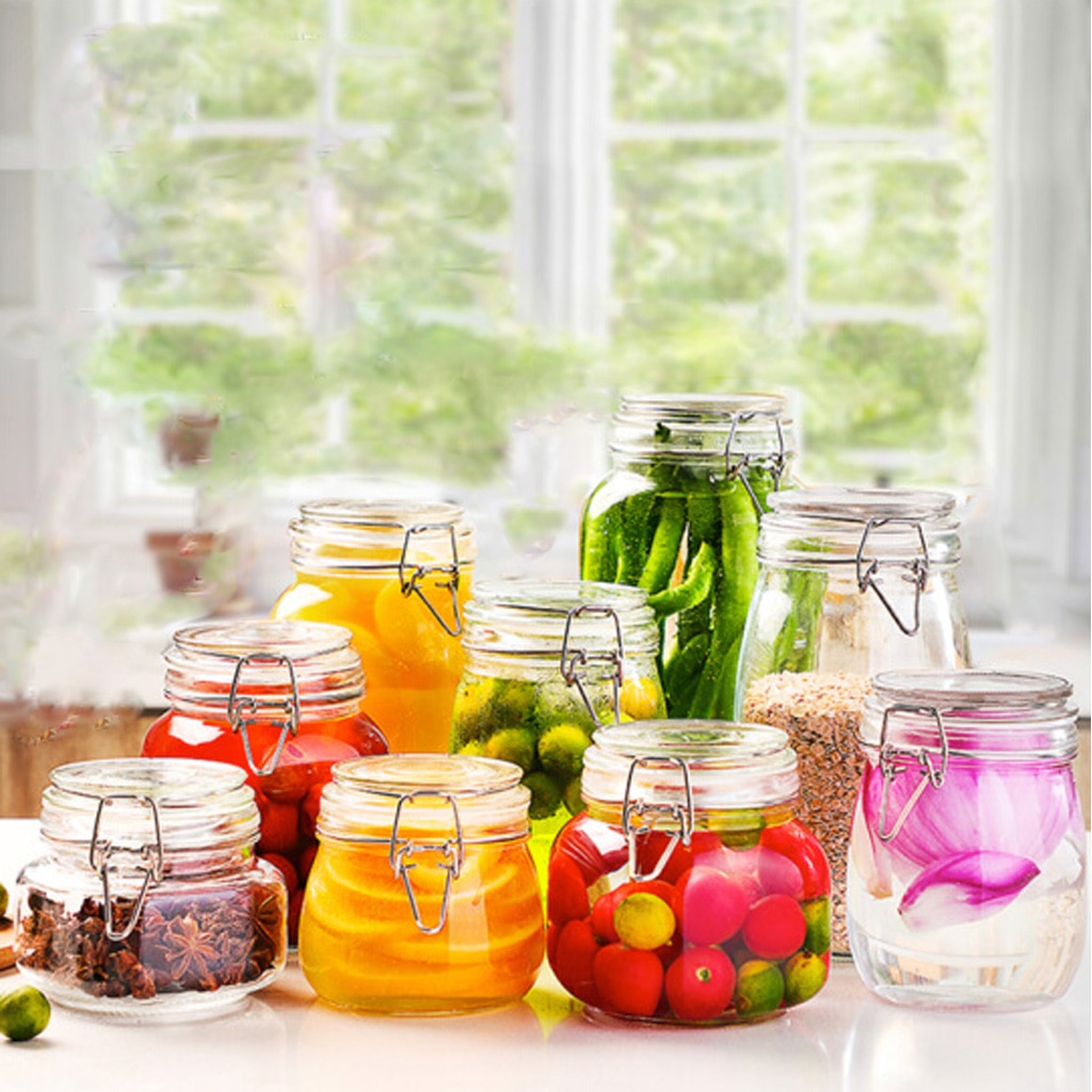 Thick Glass Kitchen Storage Jars Canister Jars wit... – Vicedeal