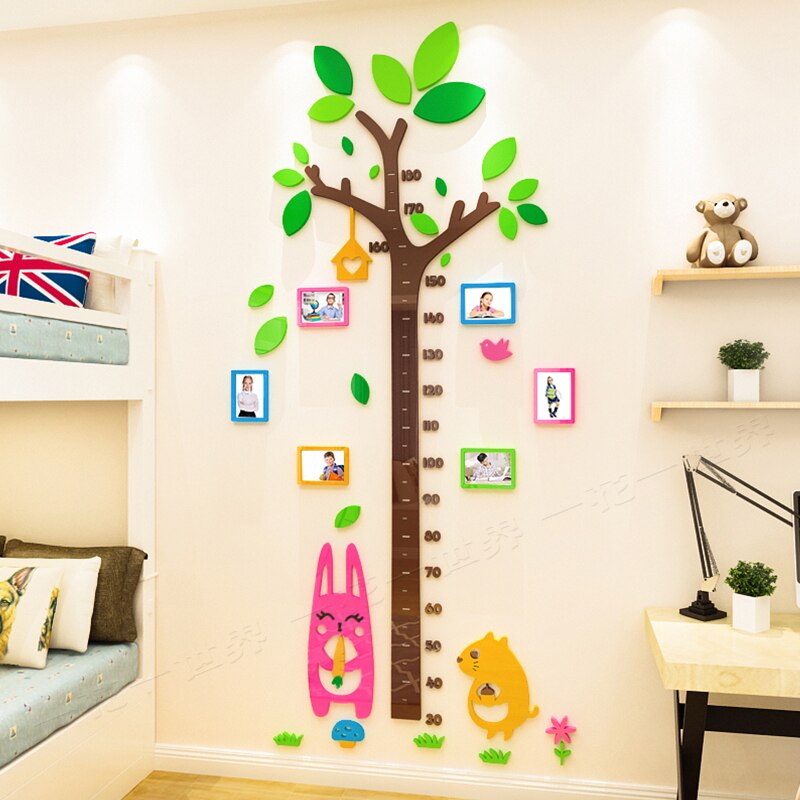 Cartoon tree children 3D self-adhesive height wall... – Grandado