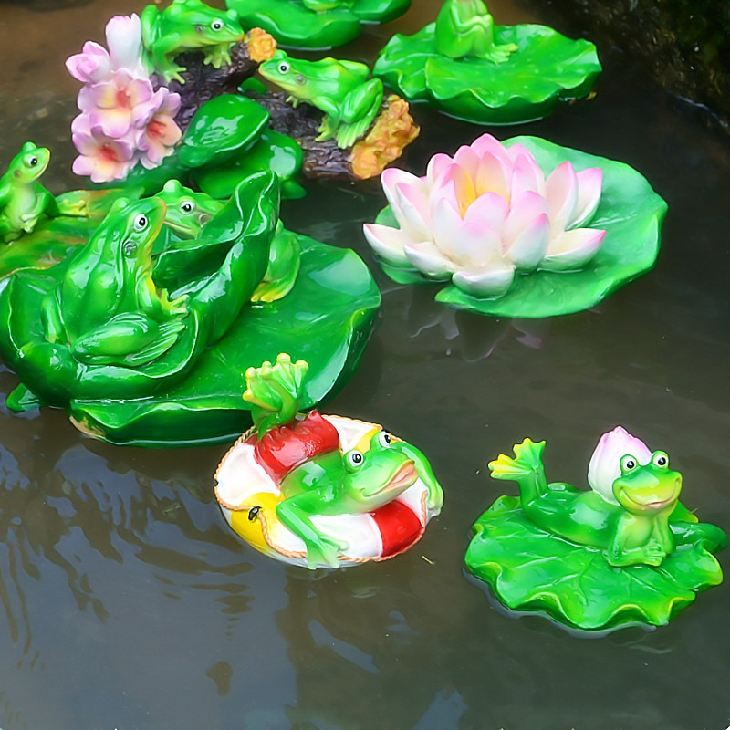 Cute Resin Pond Floating Frogs Statue Outdoor Gard... – Grandado