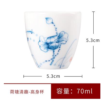 Lotus Pond Hand Painted Master Cup Blue and White ... – Grandado