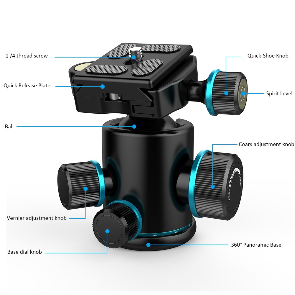 Andoer TB81X Tripod Ball Head 360 Rotating Panoram... – Grandado
