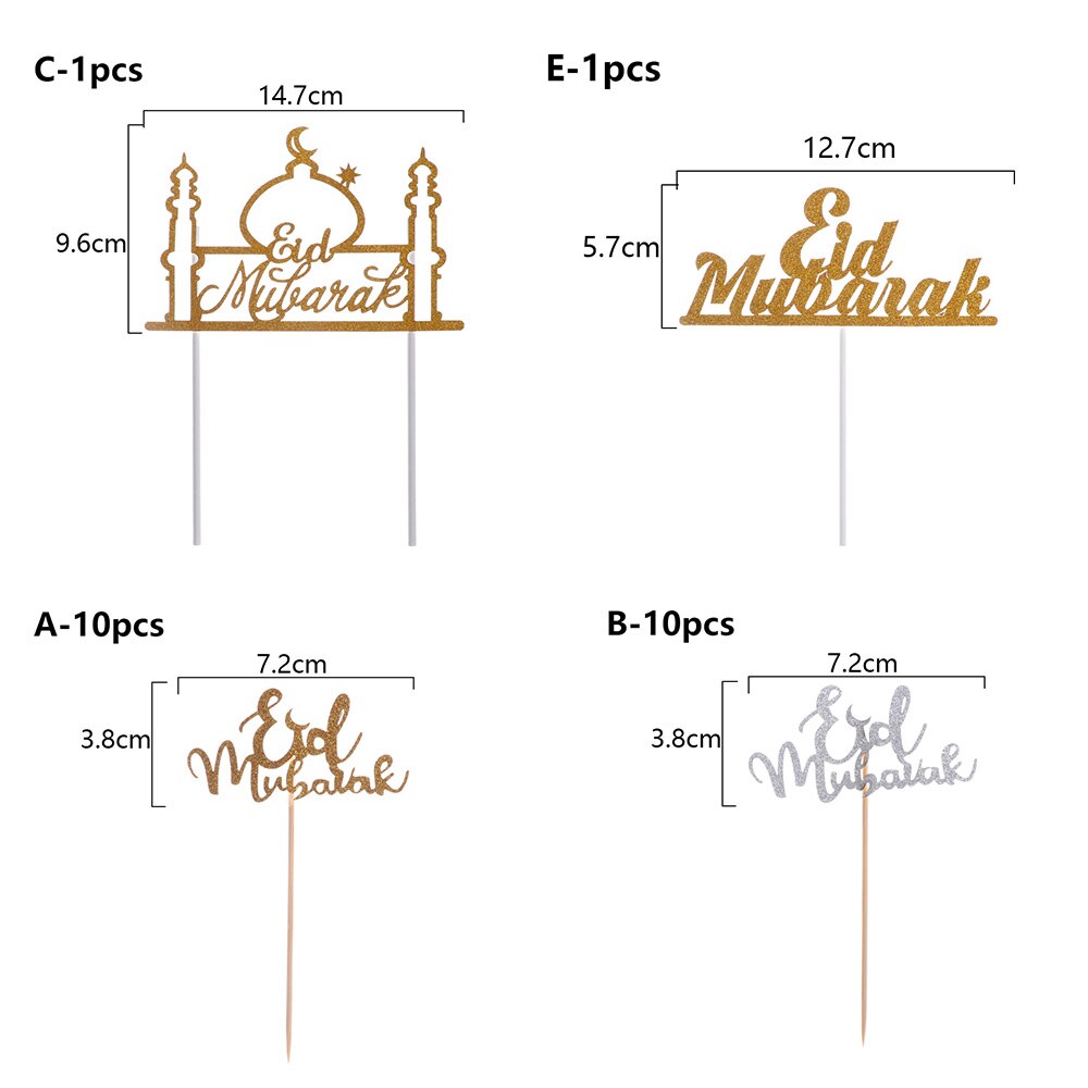 1/10Pcs Cake Toppers Eid Mubarak Wedding Baby Show... – Grandado