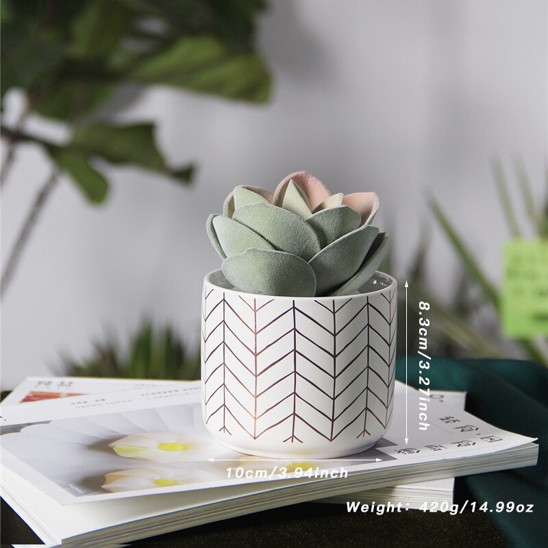 Nordic desk decor pots plant Gold stripe Black dot... – Vicedeal